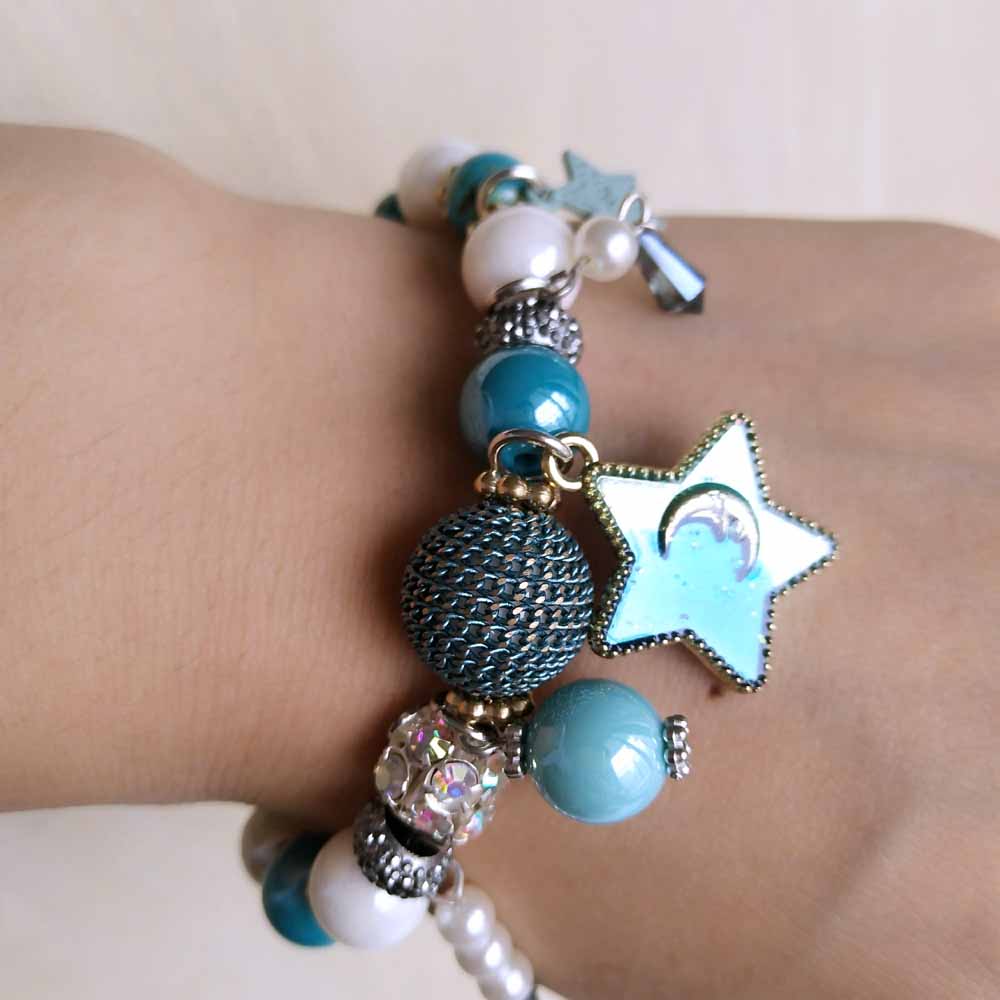 Blue Star Dream Blue&White Beaded Bracelet